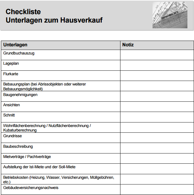 Checkliste Hausverkauf Pdf